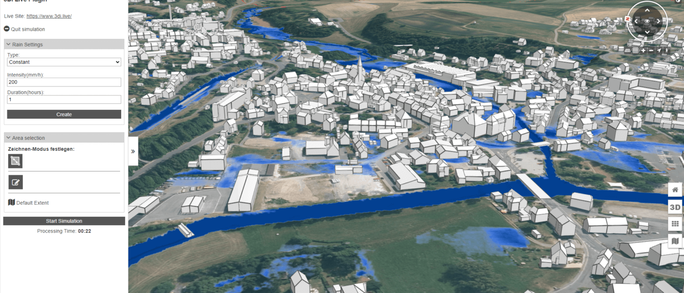 Flood early warning with 3Di in a 3D Digital Twin - 3Di